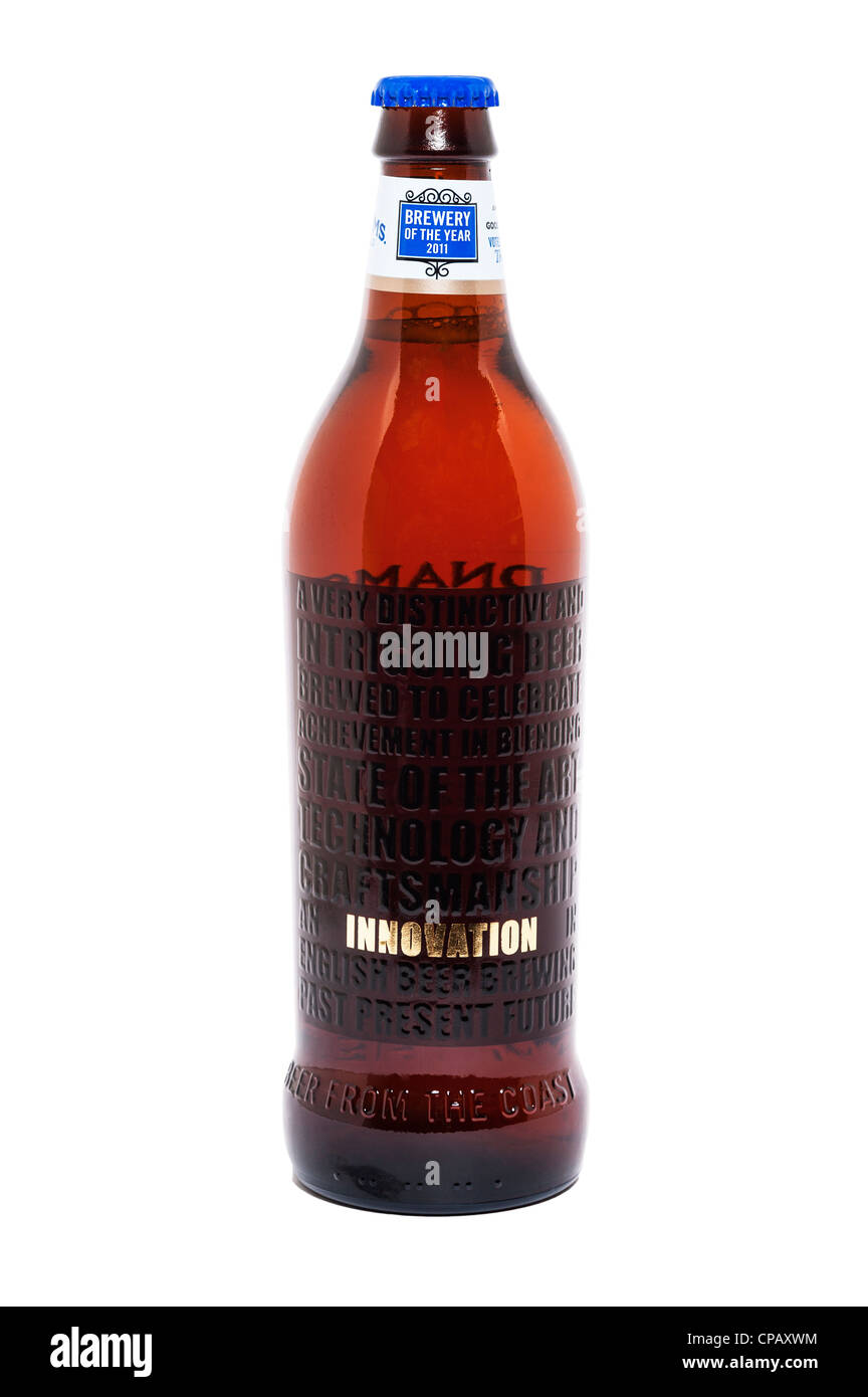 A bottle of Adnams innovation strong ale beer on a white background ...