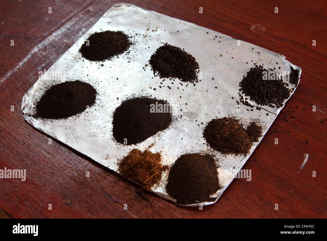 Tea samples, at a variety of grades, following production at the ...