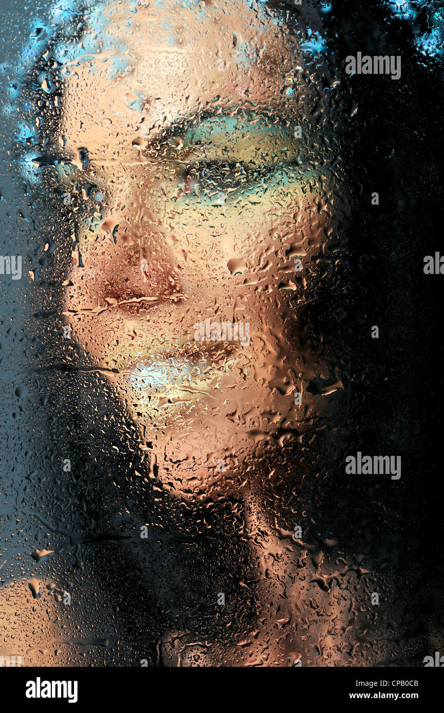 woman, rain, raindrops, cosmetics, beauty, face, lips Stock Photo - Alamy