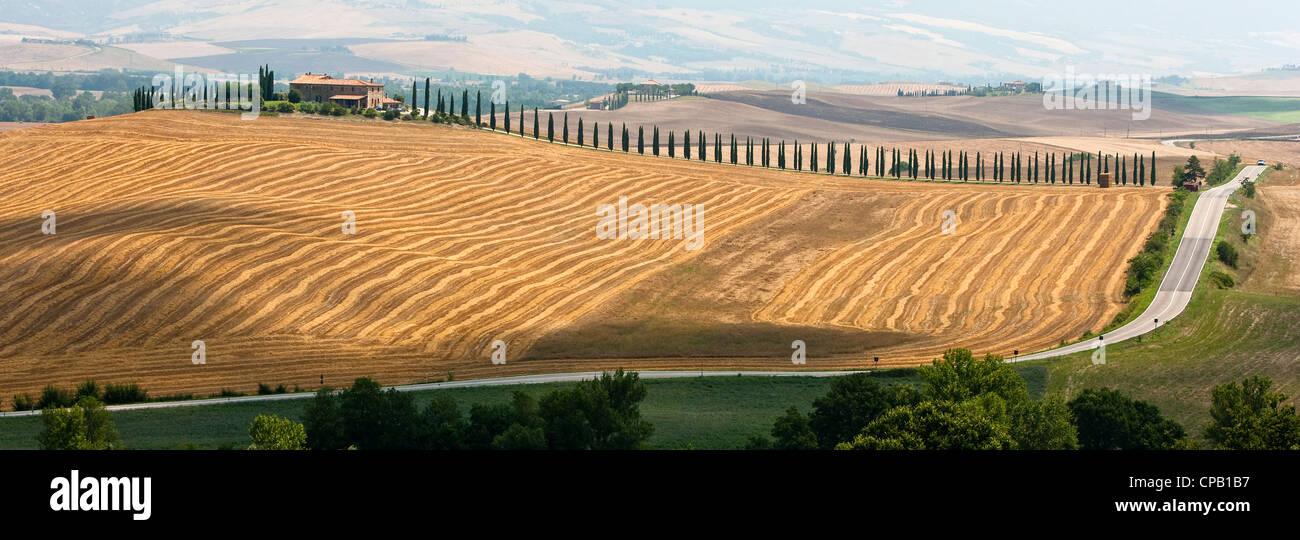 Aerial view of rural road and crop fields Stock Photo - Alamy