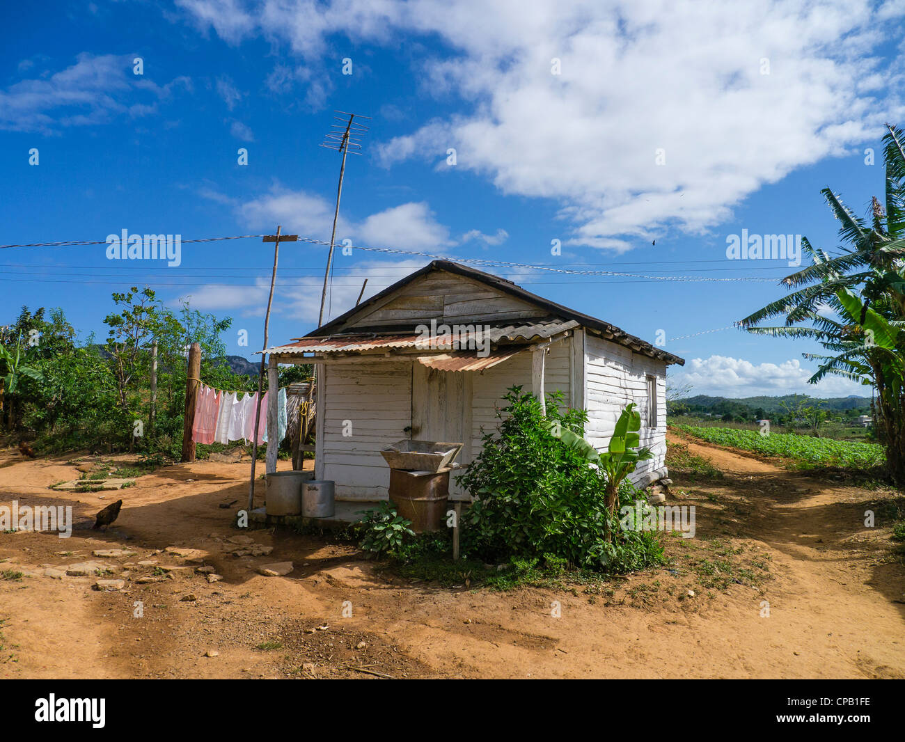 Typical view of small rural farm house in western Cuba, near the ...