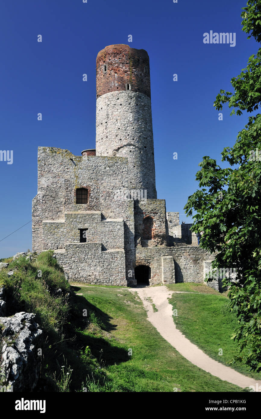 castle, checiny, fortification, architecture, blue, brick, building ...
