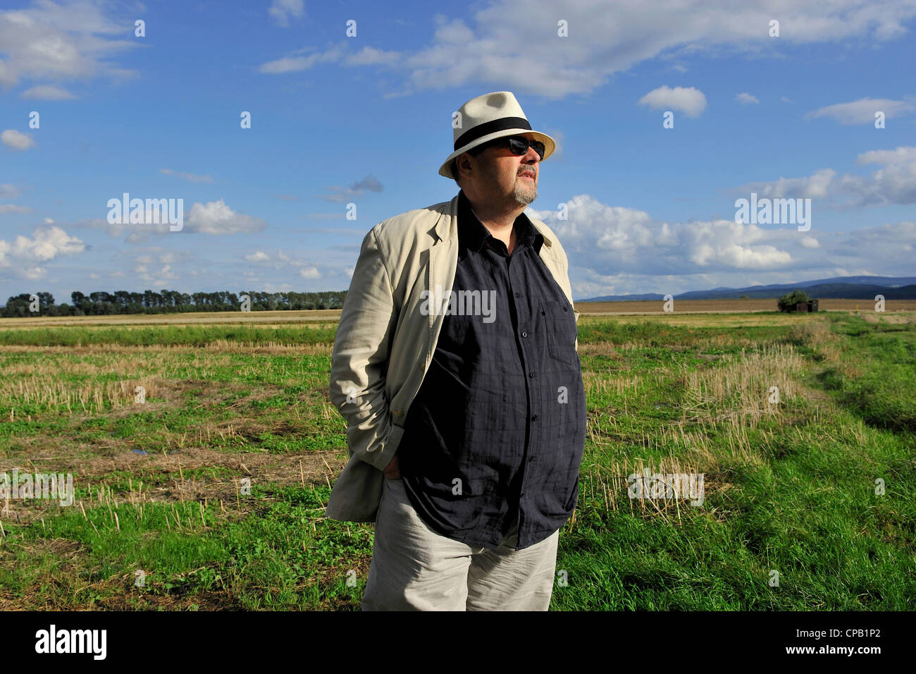happy, hat, man, open, outdoor, portrait, summer, sky Stock Photo - Alamy