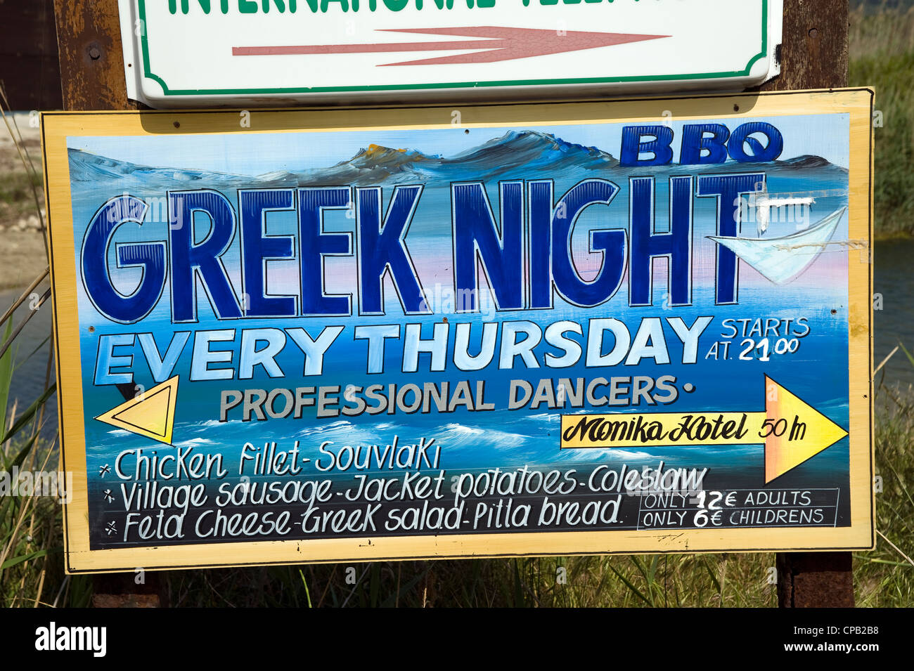 Sign for Greek taverna Stock Photo - Alamy