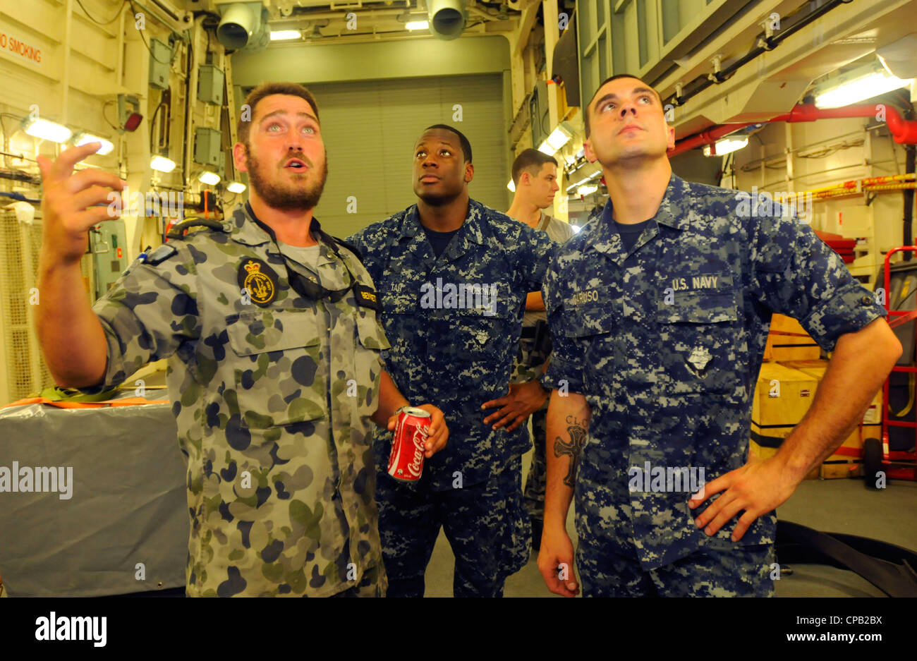 Marine Technician Matt Bennett discusses the hangar bay of the Royal ...