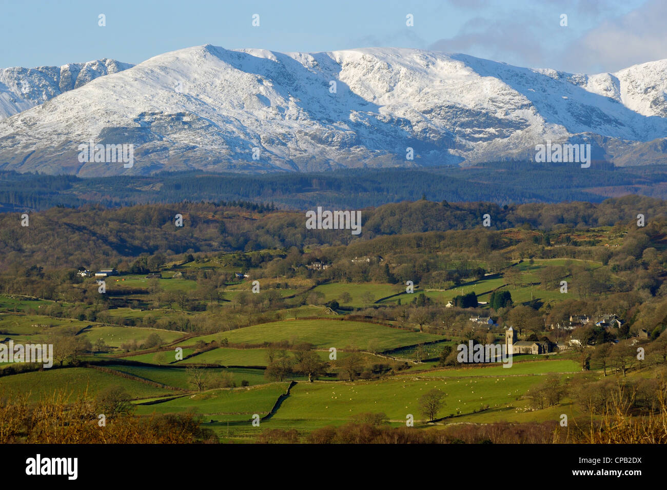 The Lyth Valley, Crosthwaite and the Coniston Fells. Cumbria, England ...