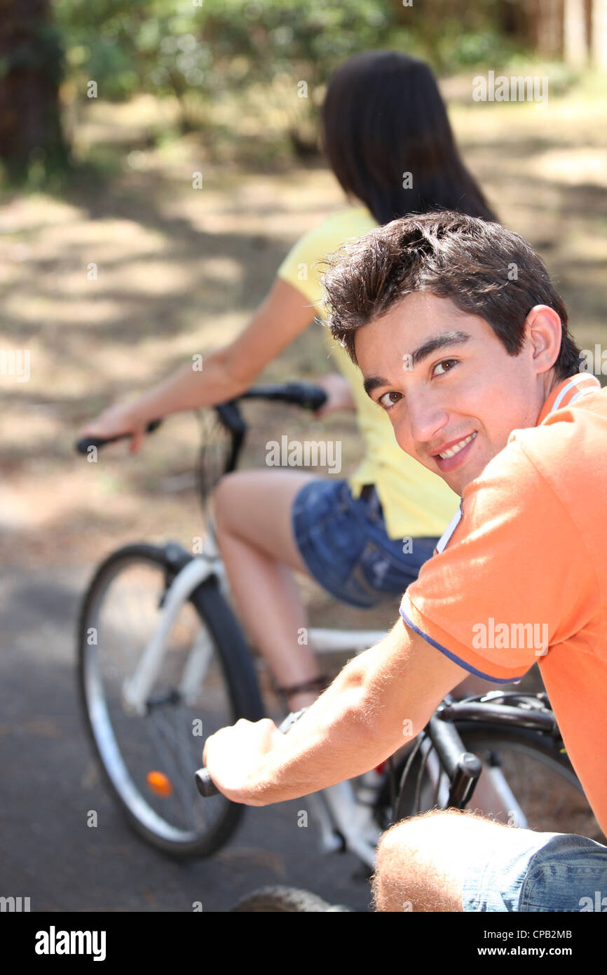 Couple on bicycle Stock Photo - Alamy