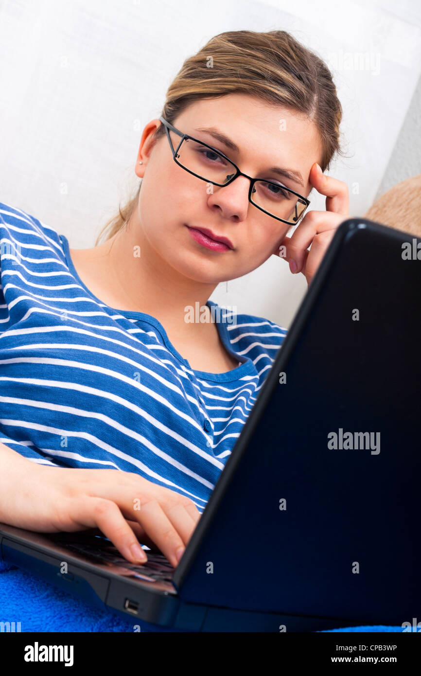 Woman notebook working on laptop hi-res stock photography and images ...