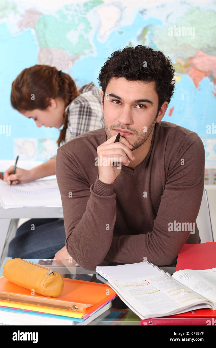 Student studying in the classroom Stock Photo - Alamy
