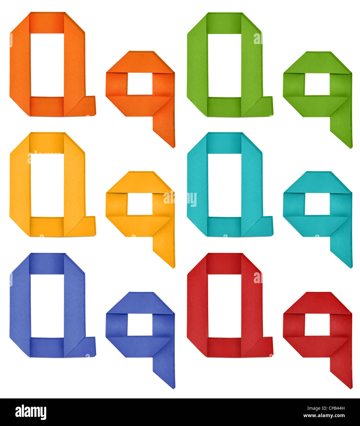 Set of capital letter and lowercase letter "Q" in various color ...