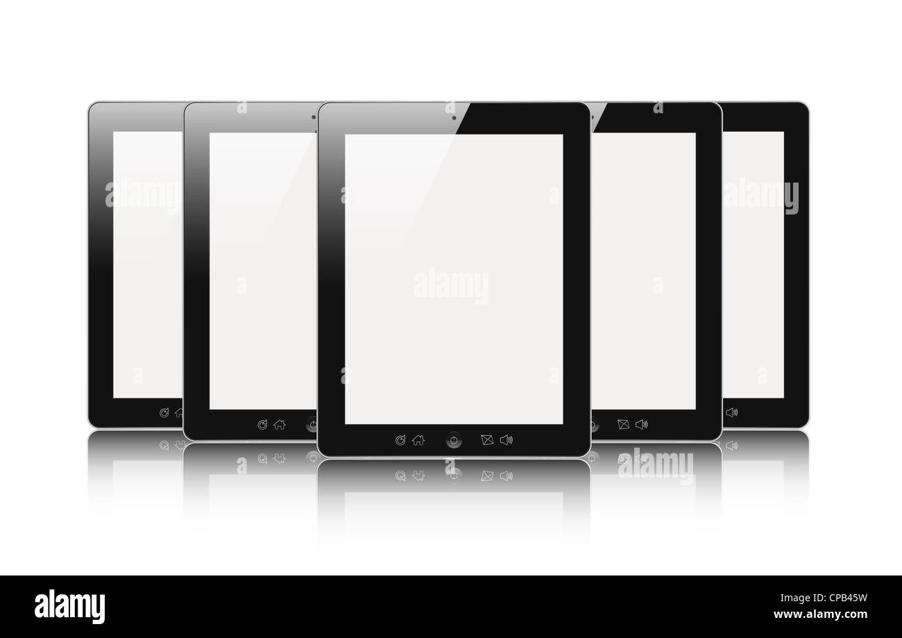 Set of digital touch screen devices with blank screen isolated on white ...