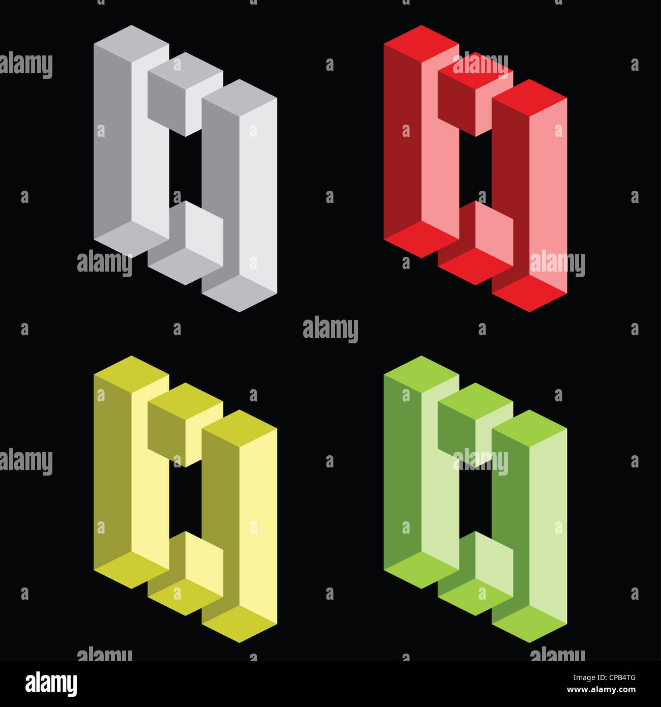 Optical illusion, colorful blocks, different shapes Stock Photo - Alamy