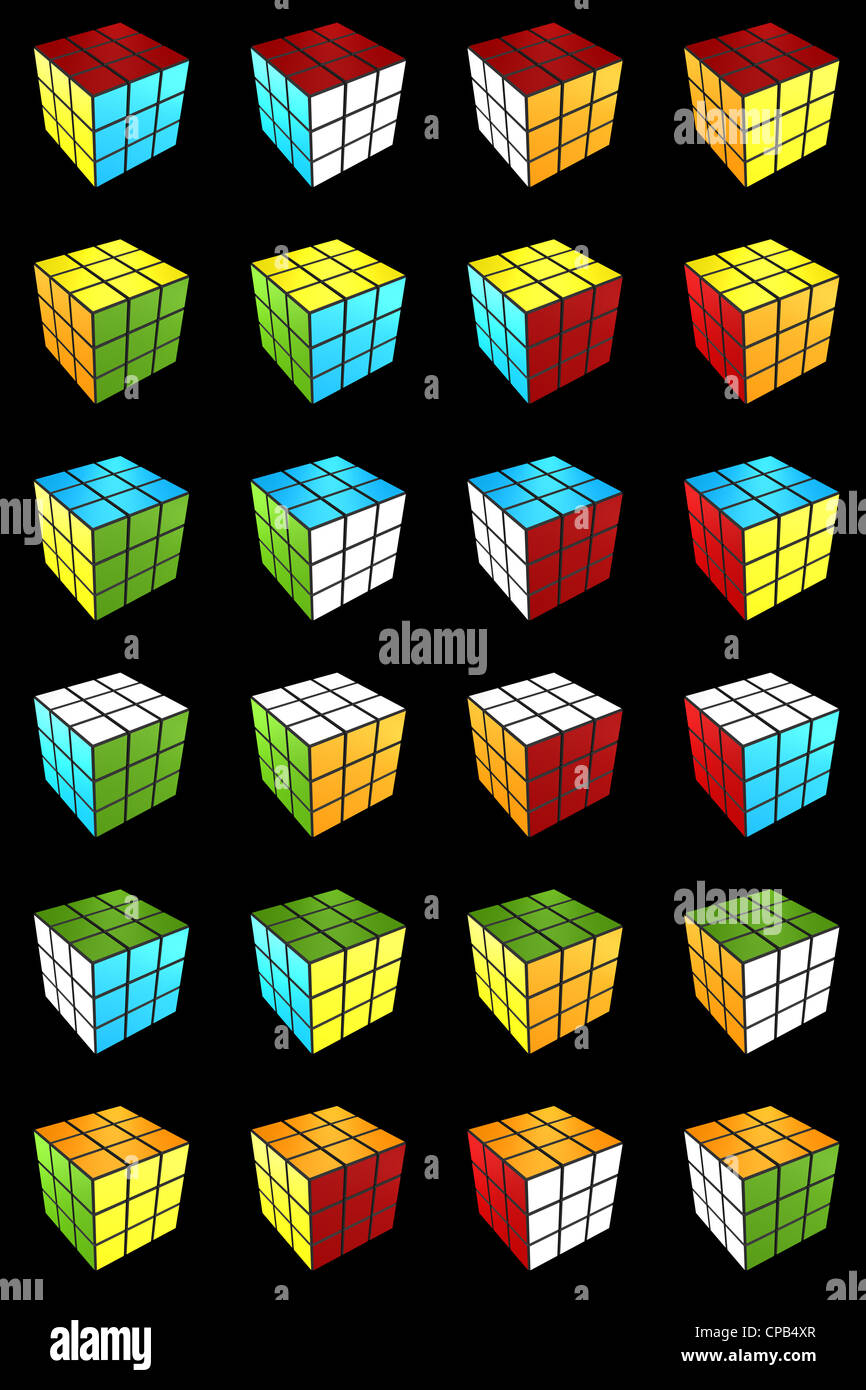 Rubik's cube completed on black background 3d render Stock Photo - Alamy
