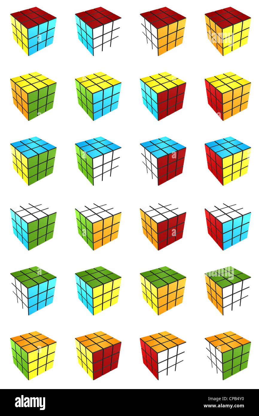 Rubik's cube completed on white background 3d render Stock Photo - Alamy
