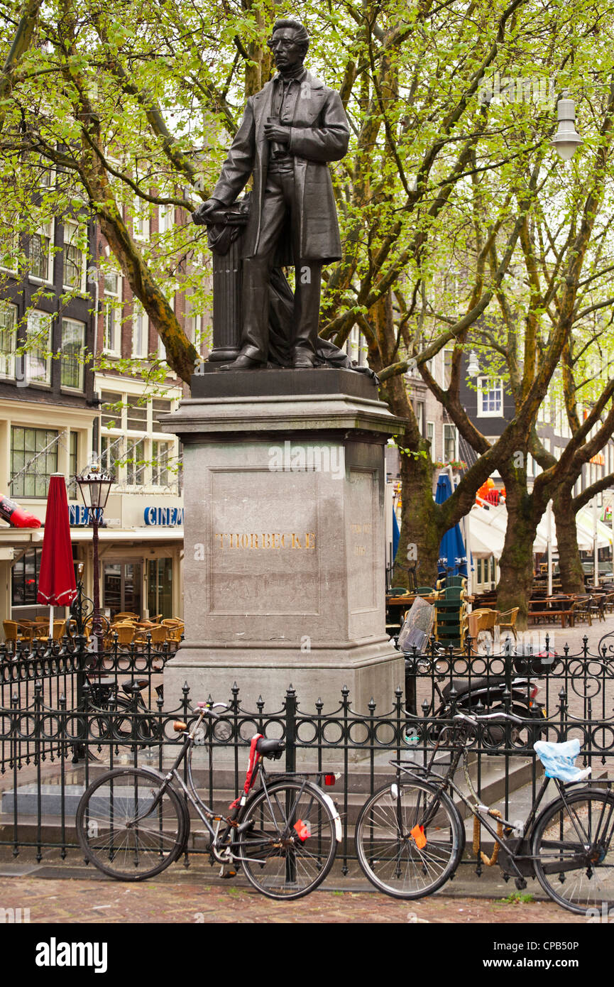 AMSTERDAM, NETHERLANDS - MAY 08, 2012: Statue of Johan Rudolf Thorbecke ...