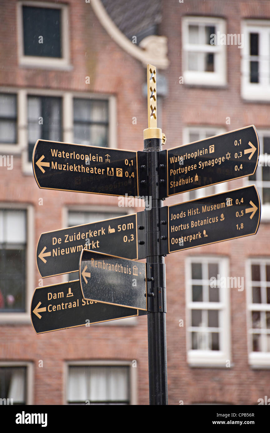 AMSTERDAM, NETHERLANDS - MAY 08, 2012: Sign post in Amsterdam with ...