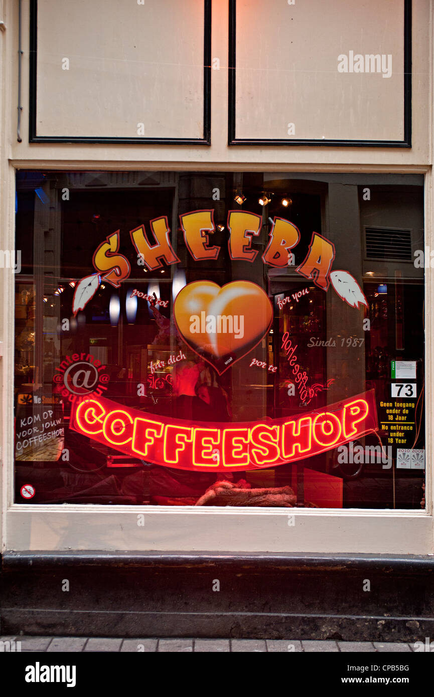 AMSTERDAM, NETHERLANDS - MAY 08, 2012: Neon Sign in window of Sheeba ...