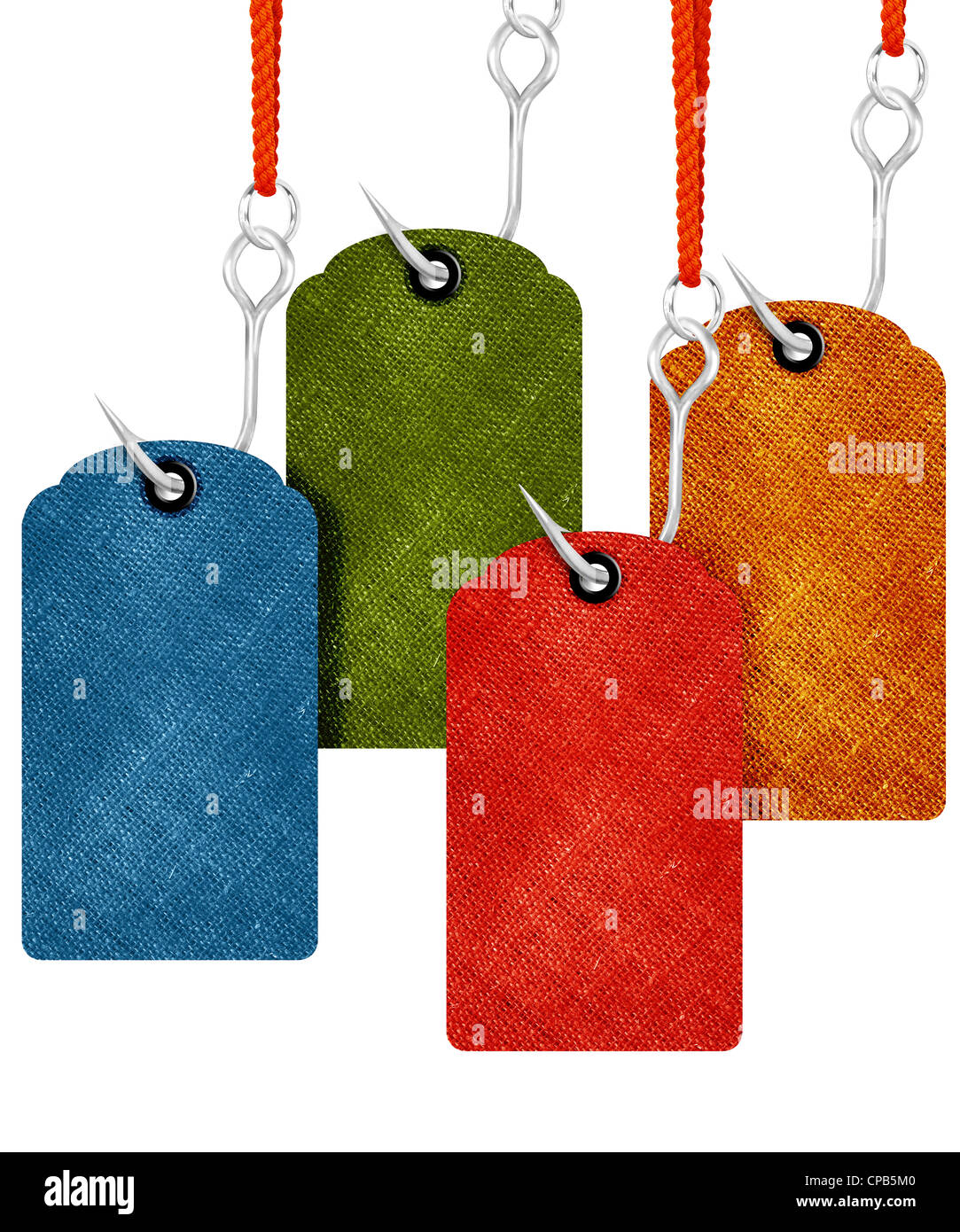 price tags with fishing hook isolated on white background Stock Photo ...