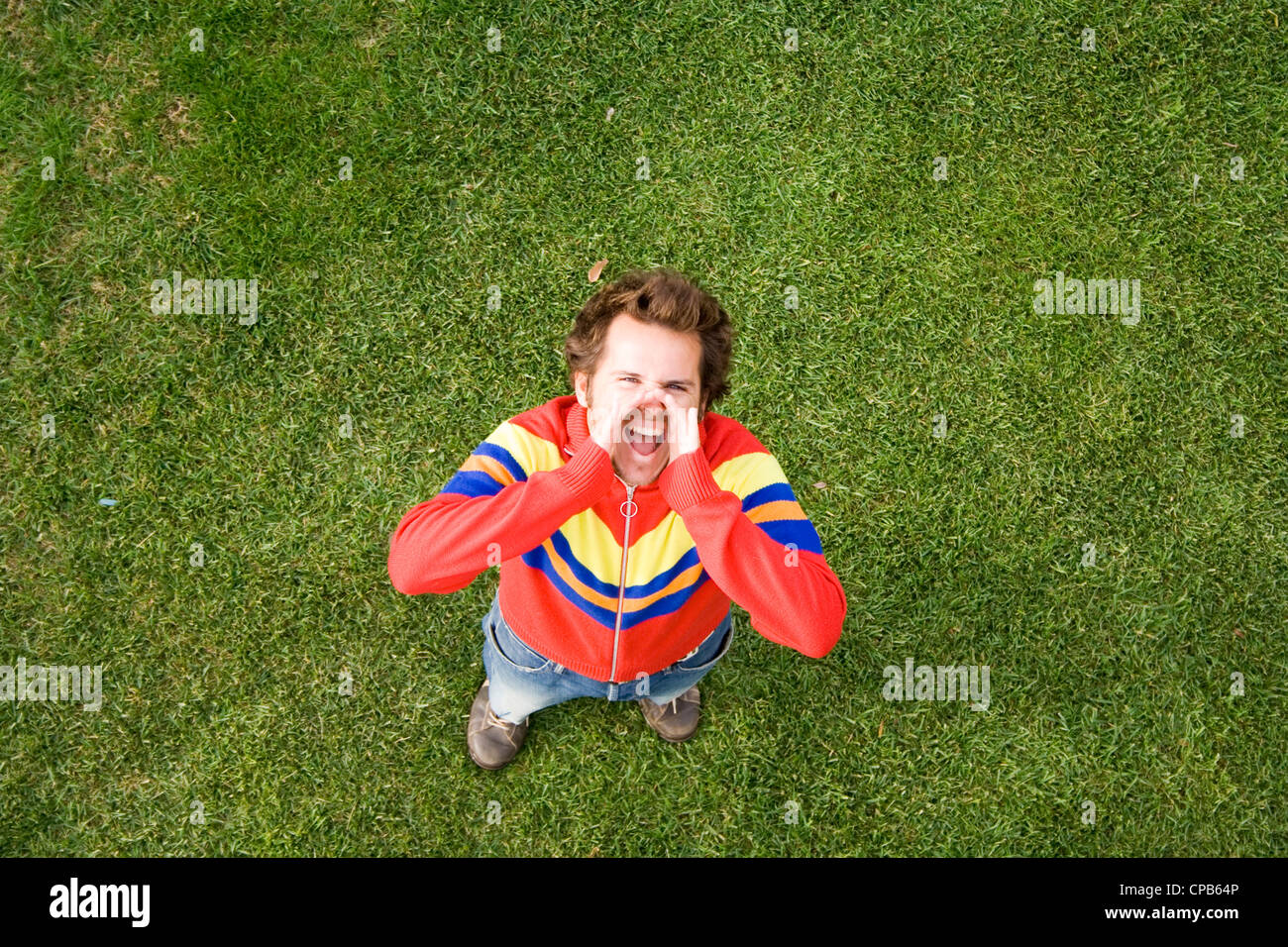 man shouting out loud (above view Stock Photo - Alamy