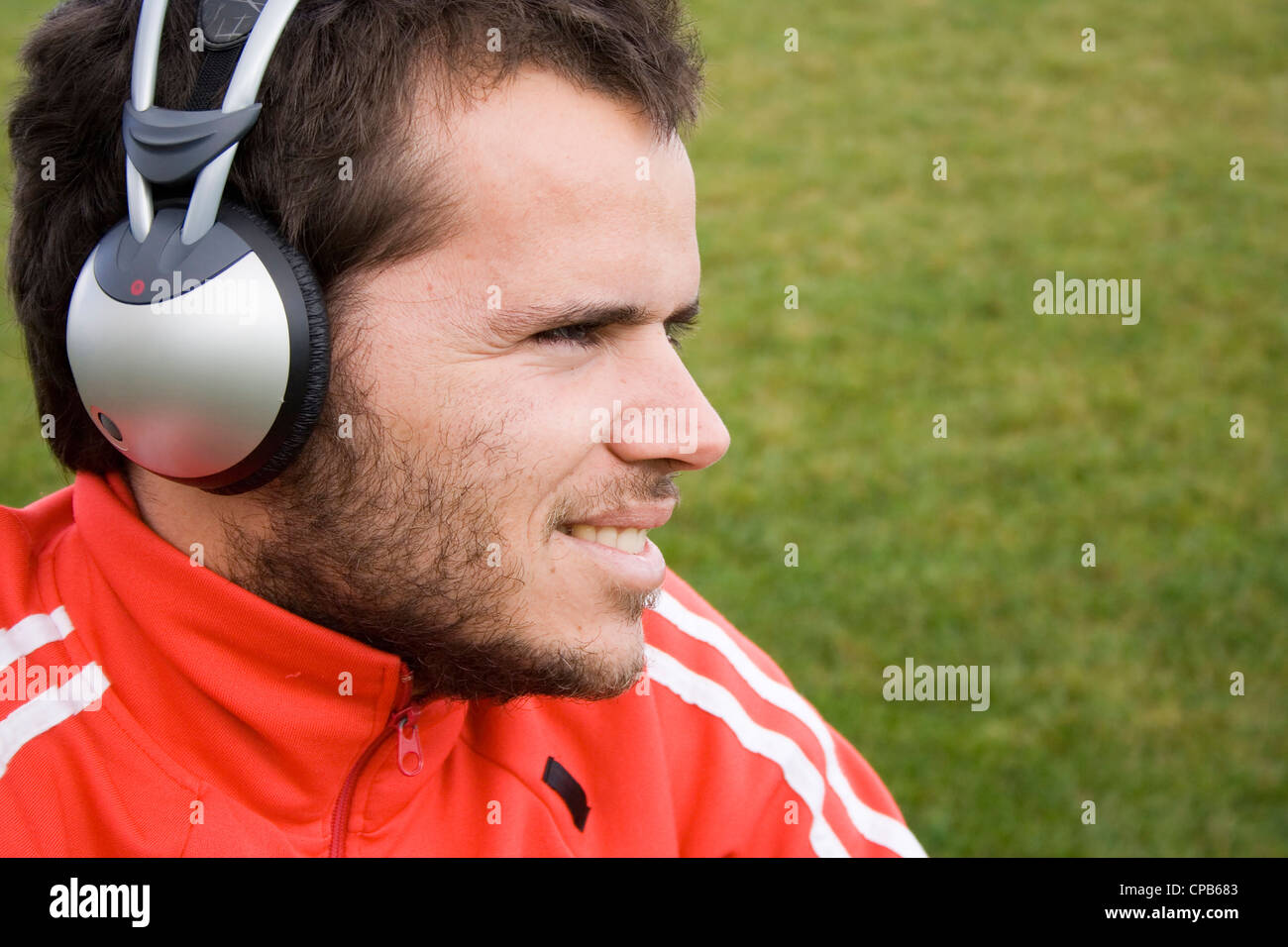 man listening music outdoor Stock Photo - Alamy
