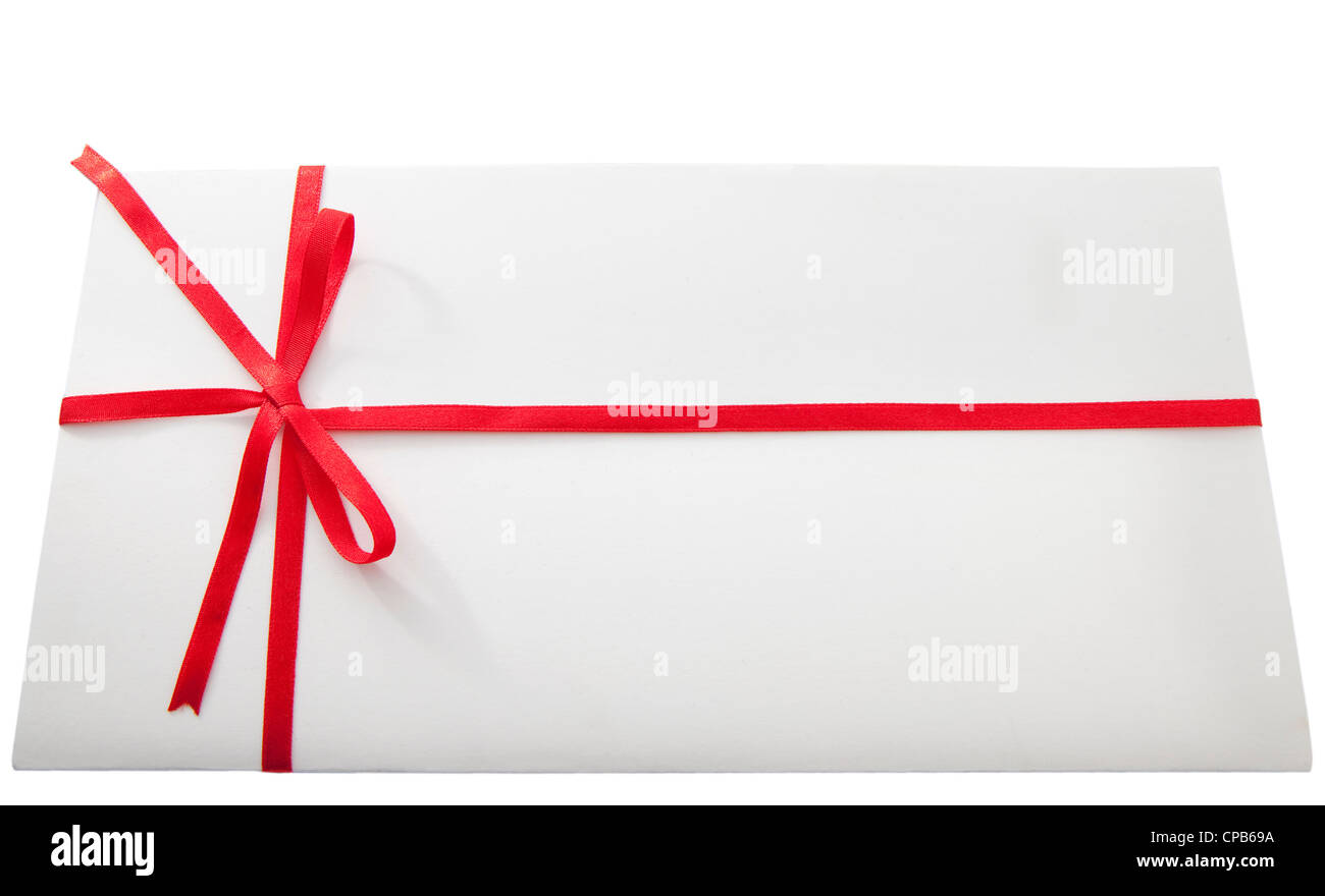 White empty card with red ribbon. Space for your text Stock Photo - Alamy