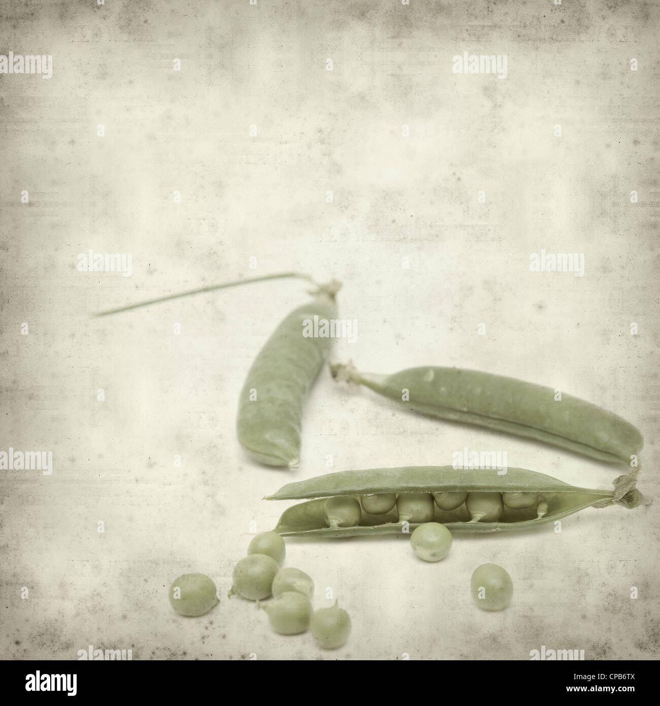 textured old paper background with fresh green peas Stock Photo - Alamy