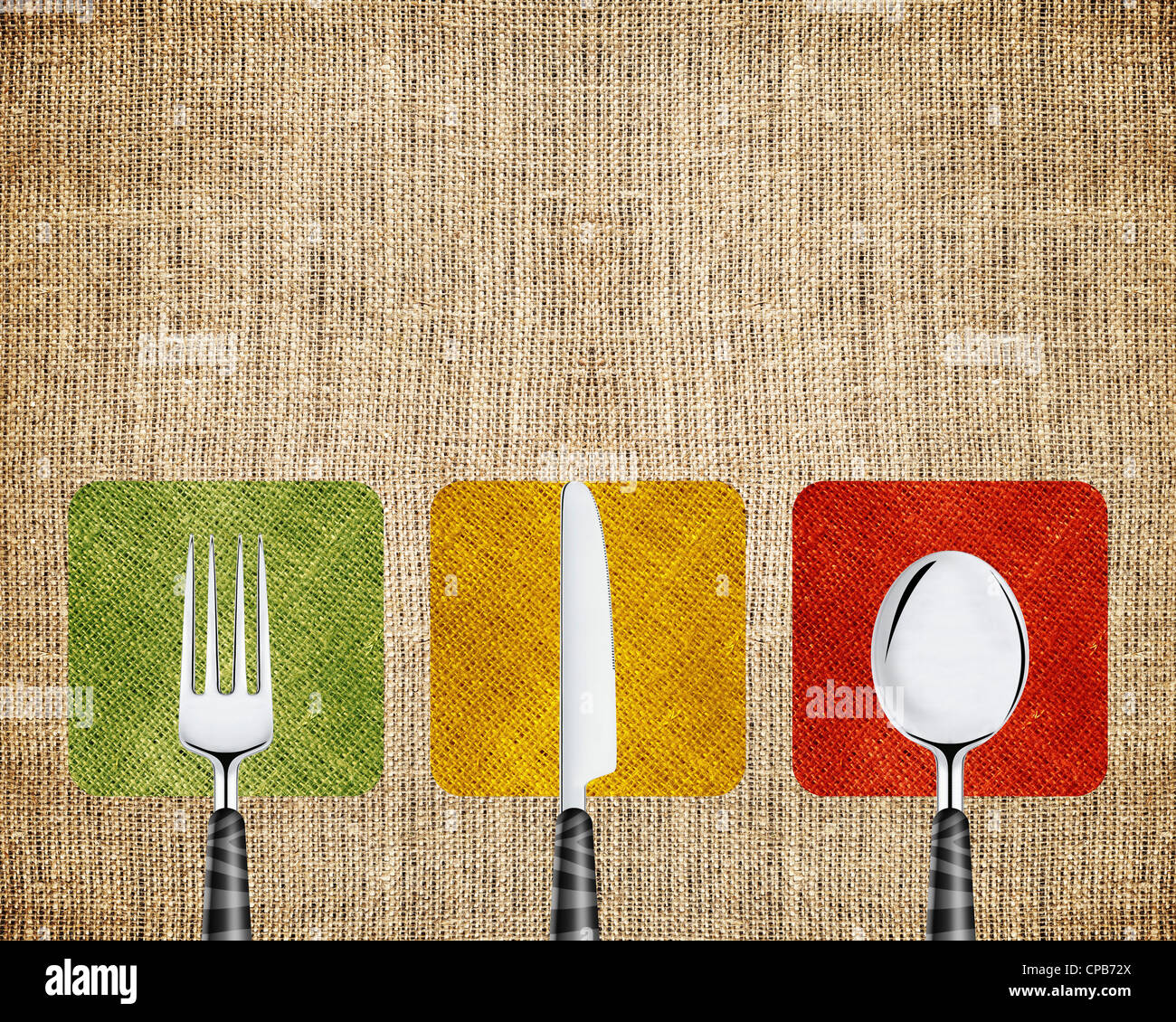 Restaurant menu cover design with knife, spoon and fork Stock Photo - Alamy