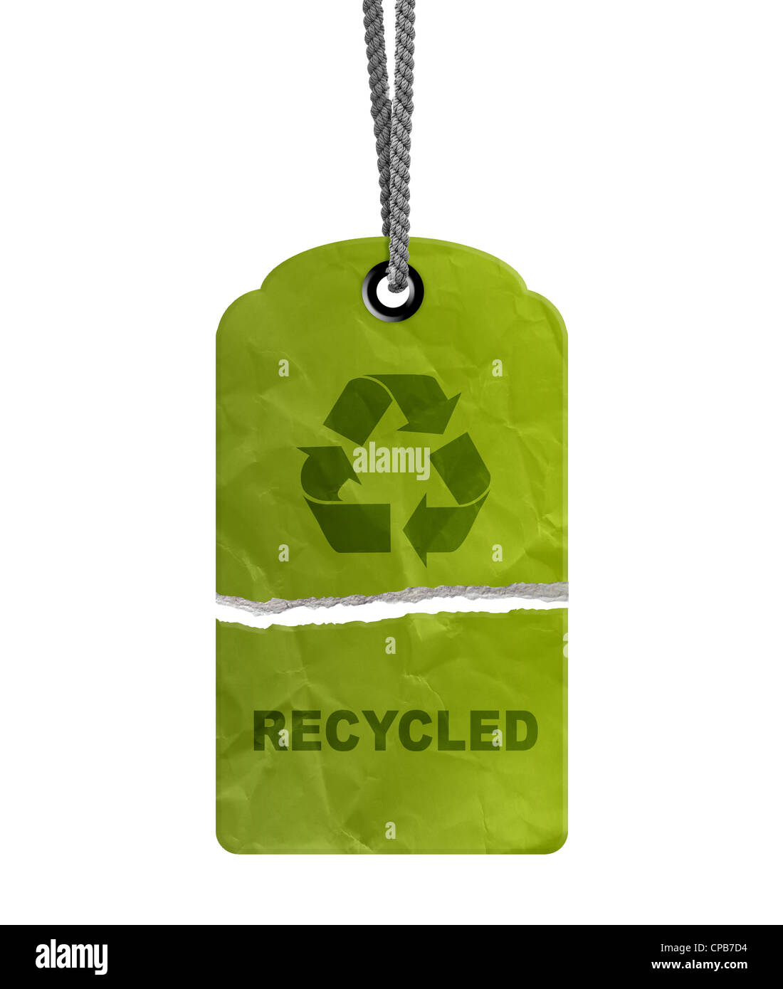 torn recycle tag isolated on white background with path Stock Photo - Alamy