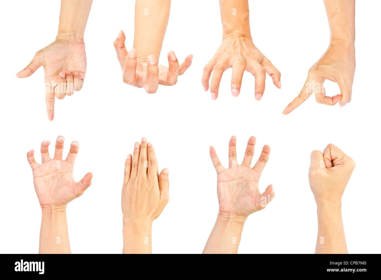 Collection of hands on white background Stock Photo - Alamy