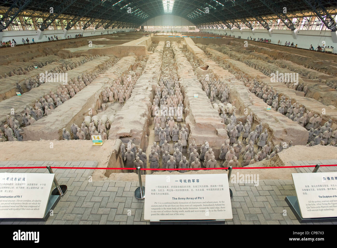 A wide angle aerial view of the Terracotta Army in pit no.1 Stock Photo ...