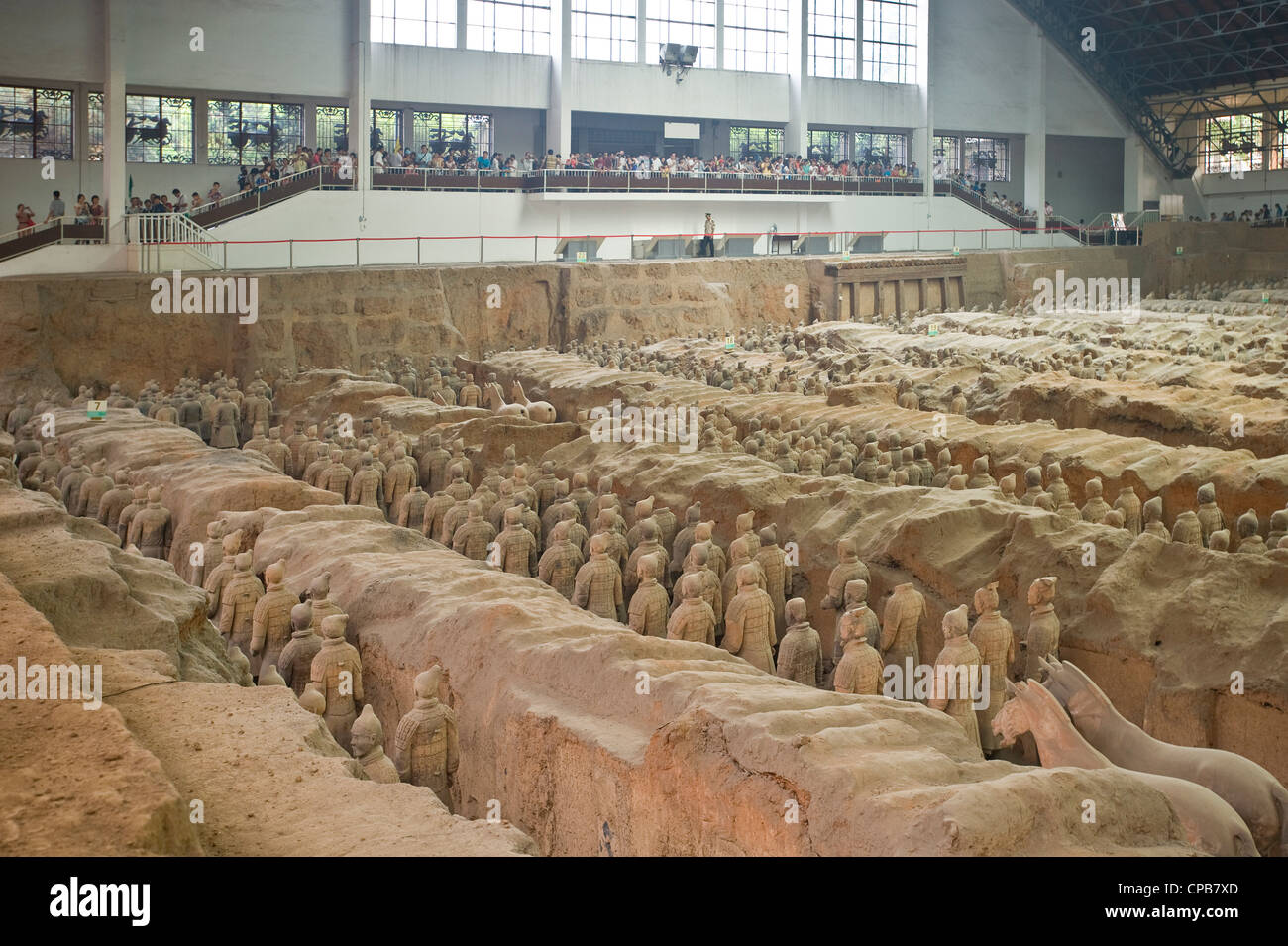 A view inside pit no.1 showing the Terracotta Army and the viewing area ...