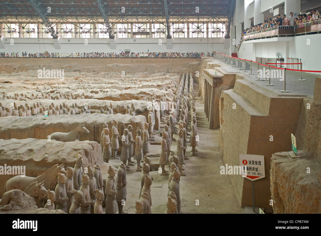 A view inside pit no.1 showing the Terracotta Army and the viewing area ...