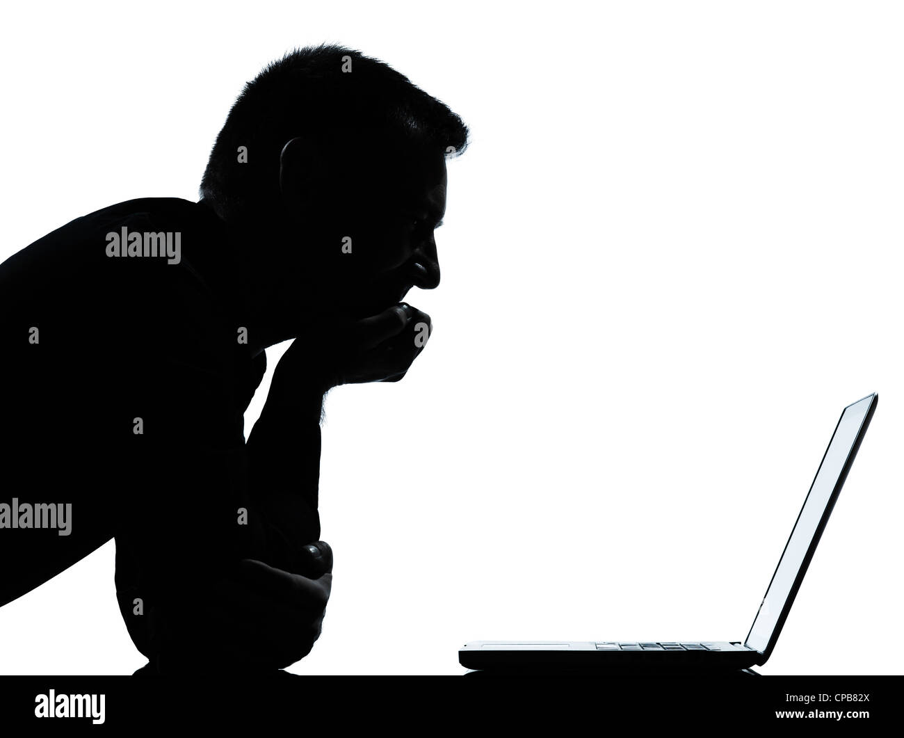 one caucasian business man computing computer laptop smiling portrait ...