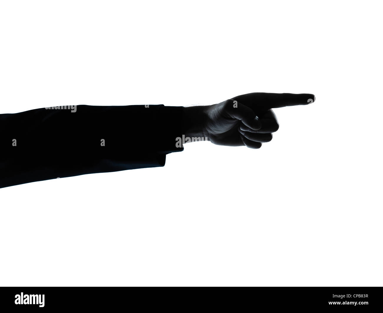 one caucasian close up detail one man hand pointing silhouette in ...