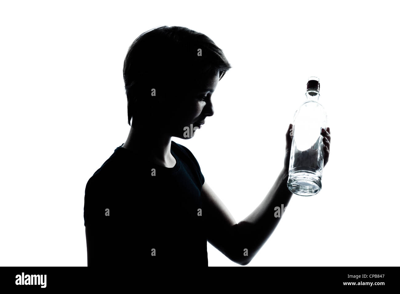 one caucasian young teenager silhouette boy or girl portrait holding ...