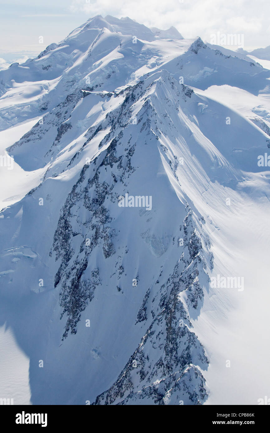 Chugach Mountains, aerial view, mountain range, southern Alaska ...
