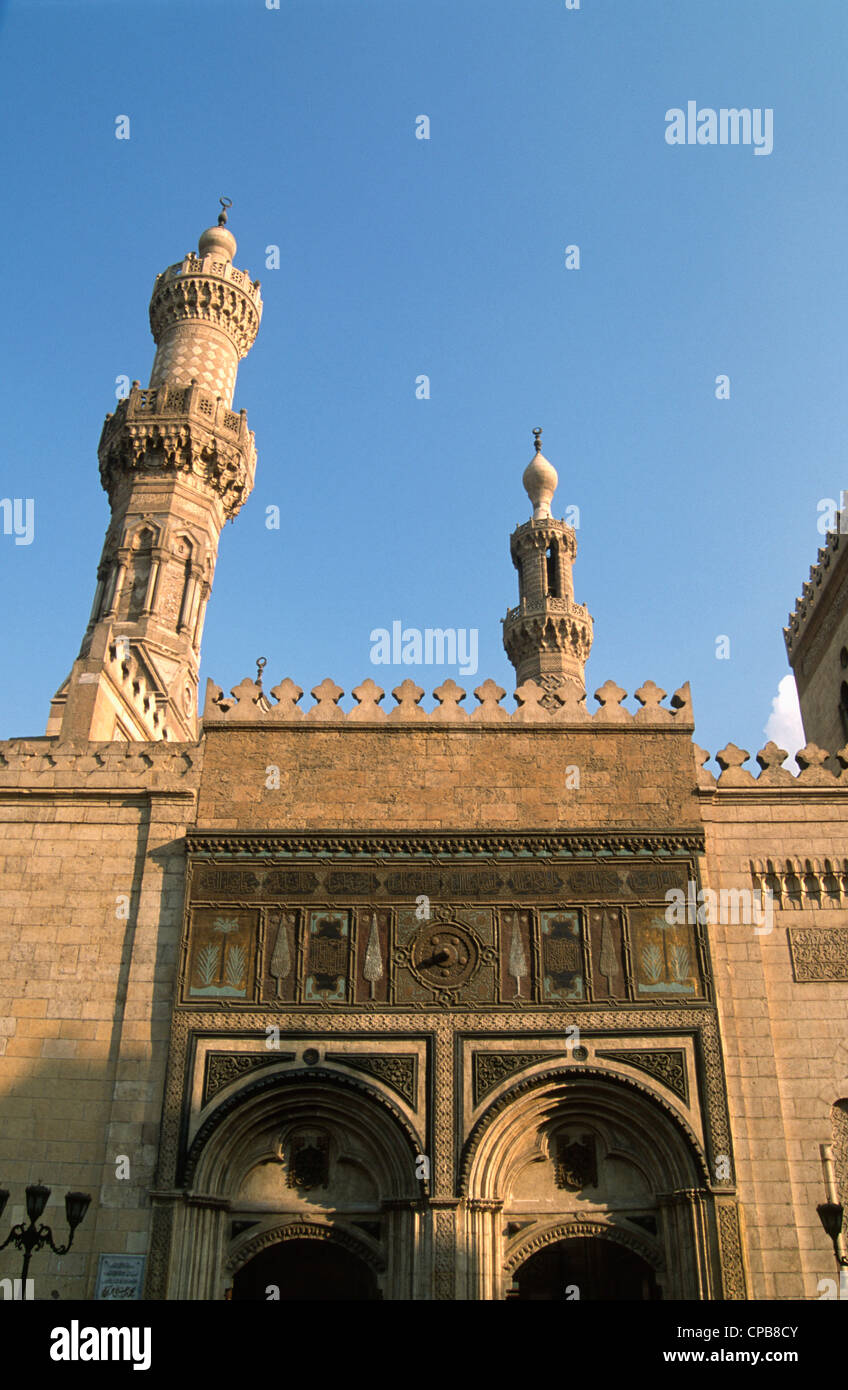 Egypt, Cairo, Al-Azhar Mosque, Gate of the Barbers, minarets Stock ...