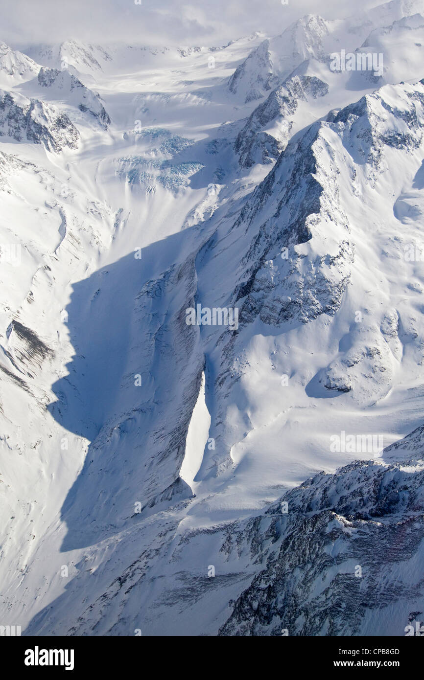 Chugach Mountains, aerial view, mountain range, southern Alaska ...