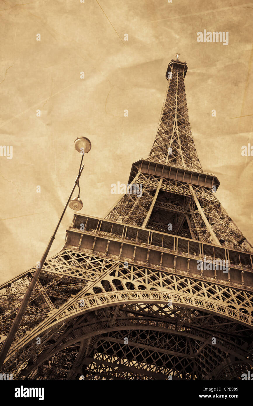 The Eiffel Tower as an old postcard from Paris Stock Photo - Alamy