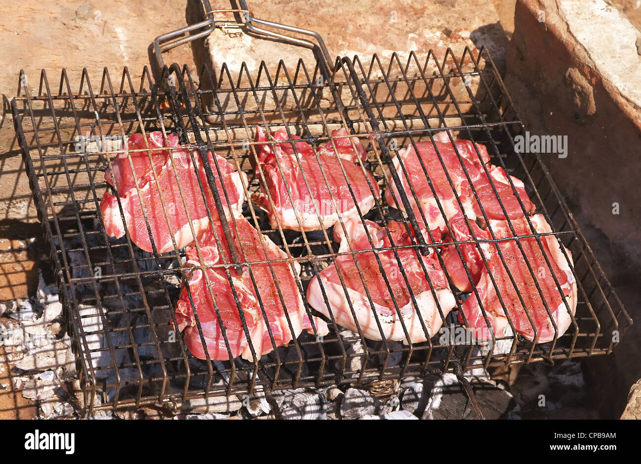 Raw Meat fresh ready to be grilled barbecue summer Stock Photo - Alamy