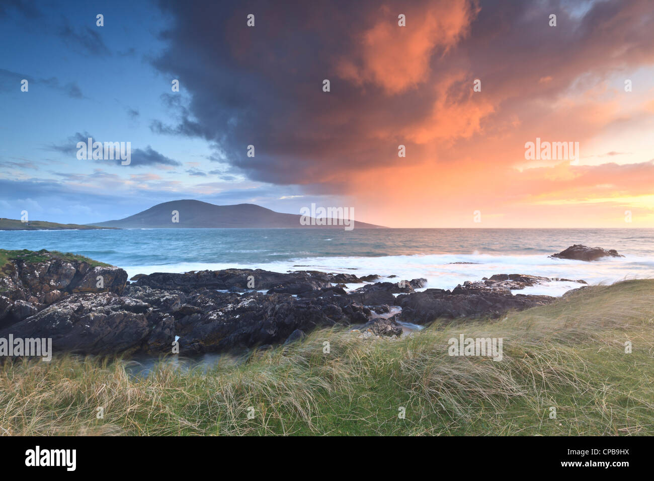 Storm cell over the Atlantic Ocean seen from the Isle of Harris Stock ...