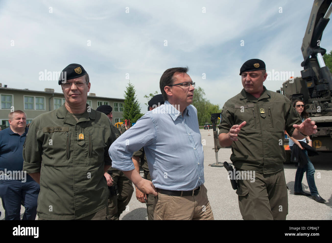 Austrian Defense Minister Norbert Darabos in Mautern military ...