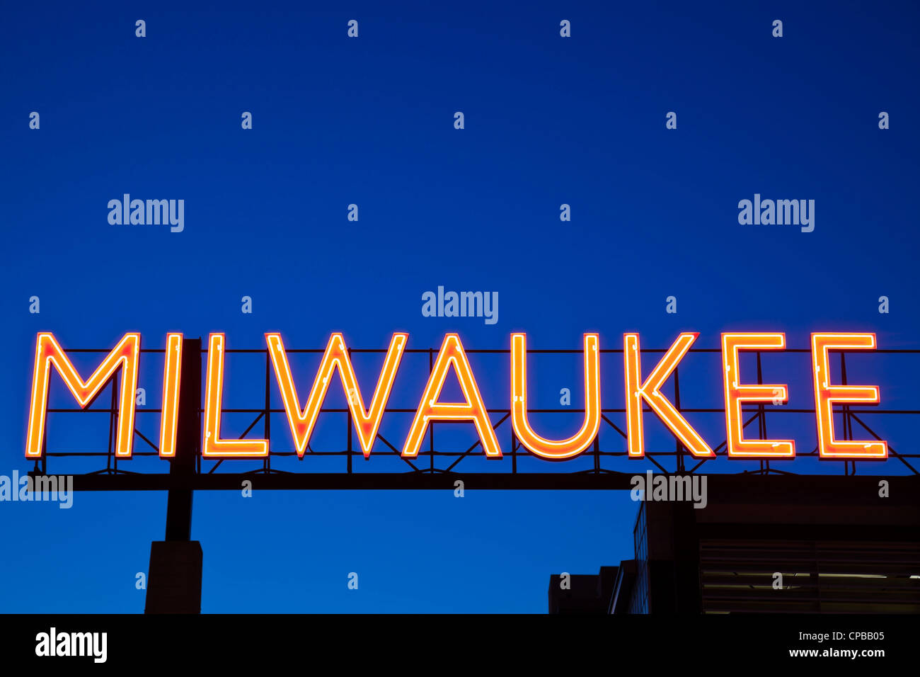 Red Milwaukee sign Stock Photo - Alamy