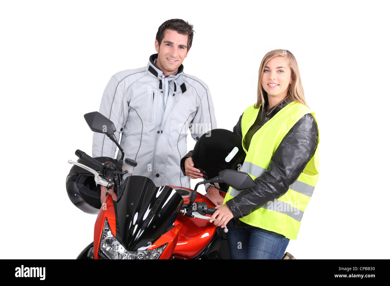 Motorbike boyfriend woman standing hi-res stock photography and images ...