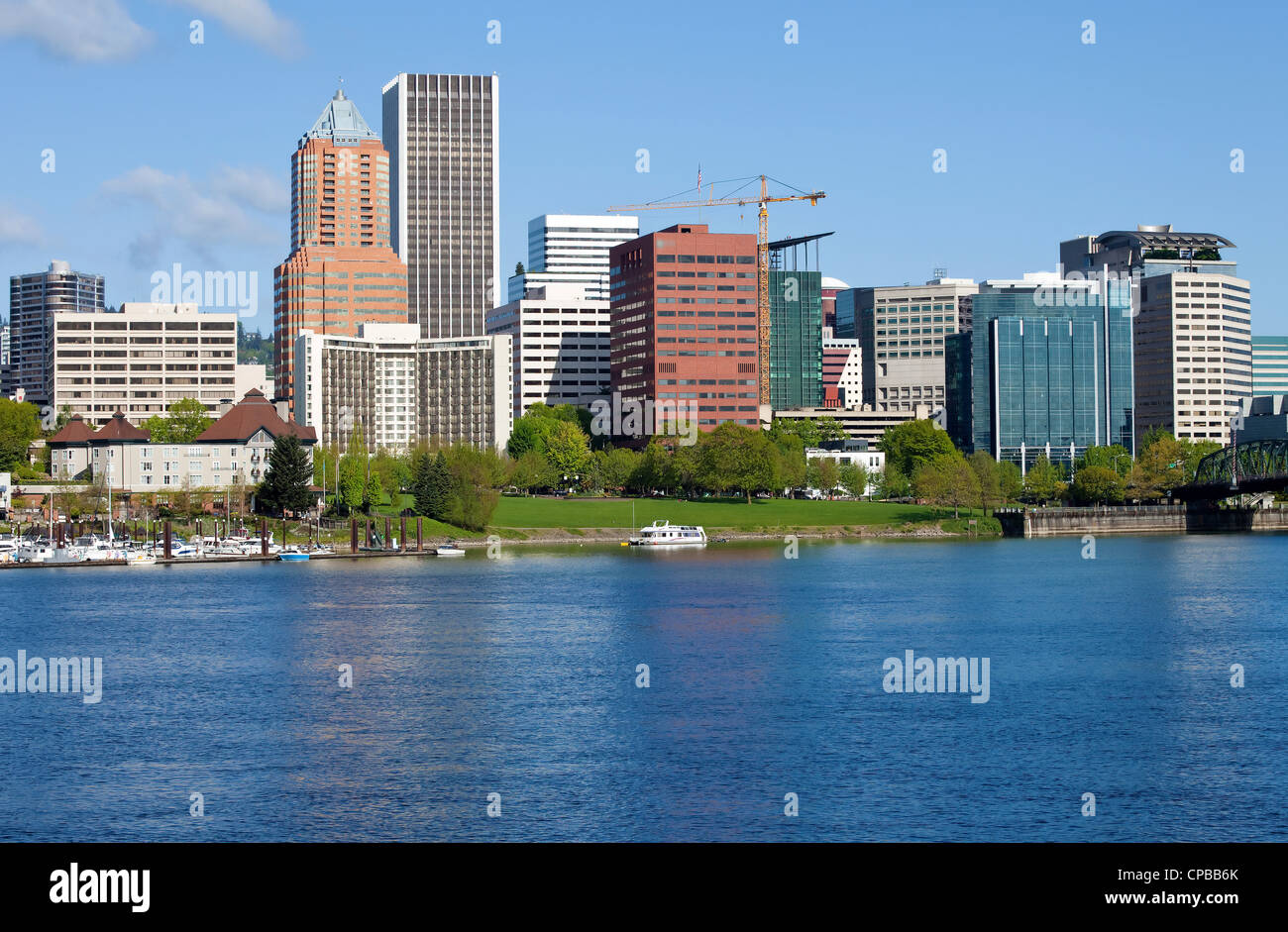 City of Portland Oregon skyline in Spring Stock Photo - Alamy