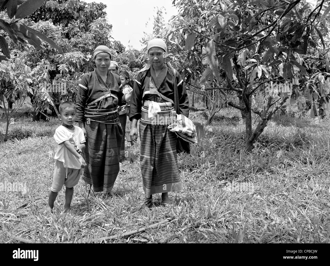 Palong woman and children of Thailand's Northern hilltribes. Chiang Mai ...