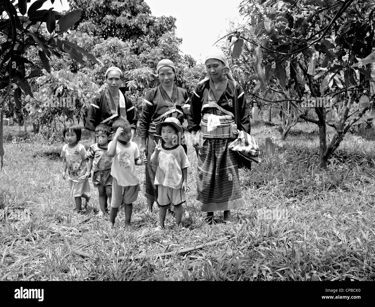 Palong woman and children of Thailand's Northern hilltribes. Chiang Mai ...