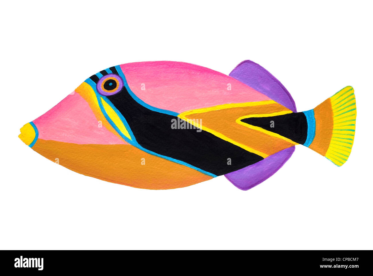 Colorful painting Collection of trigger fishes set Stock Photo - Alamy