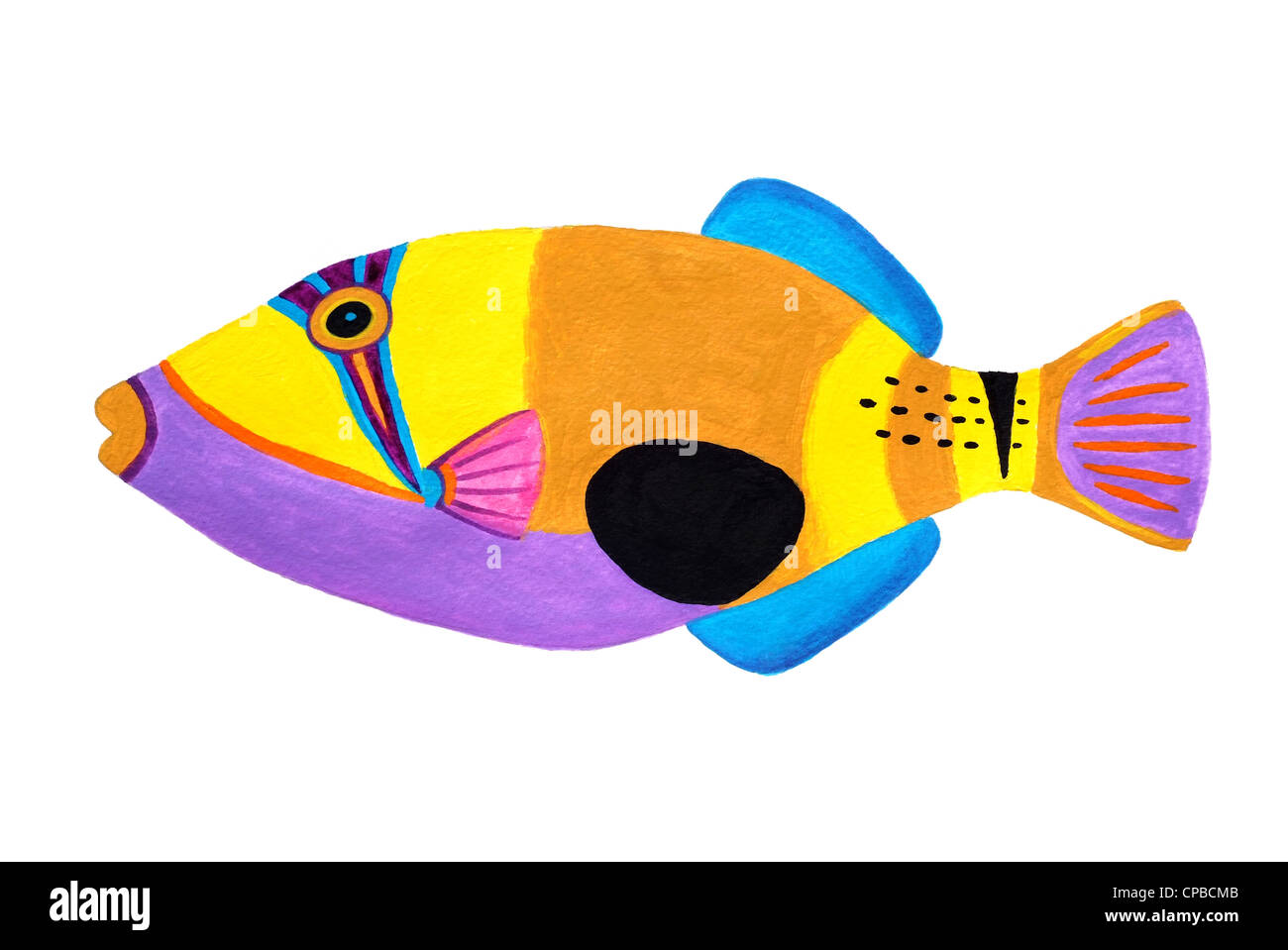 Colorful painting Collection of trigger fishes set Stock Photo - Alamy