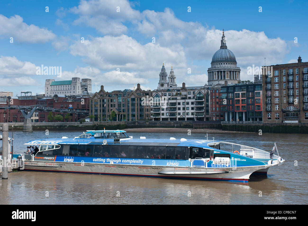 LONDON, UK - MAY 12, 2012: Thames Clipper River Tour Boat with Dome of ...